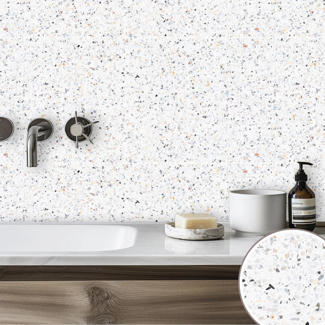 Quadrostyle Terrazzo Beige Vinyl Tile Sticker Sample 6 x6 15x15cm General 300