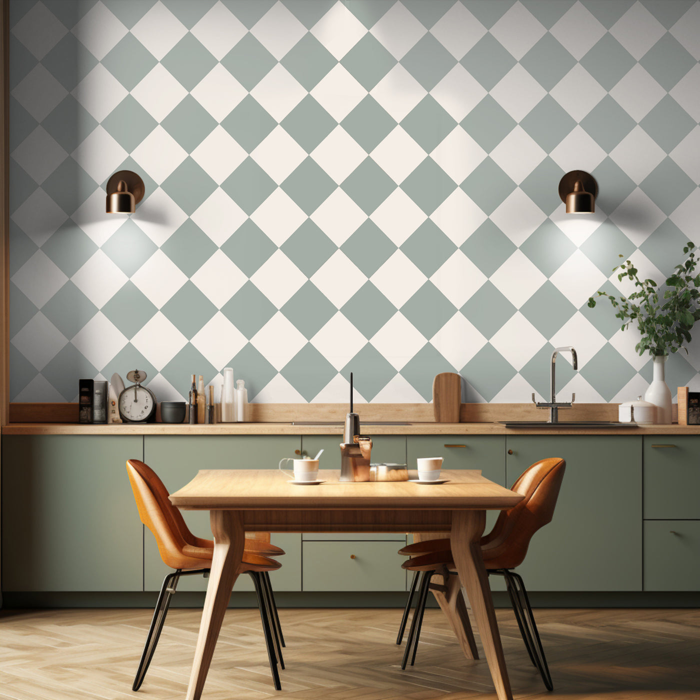 Checkerboard in Sage Tile Sticker