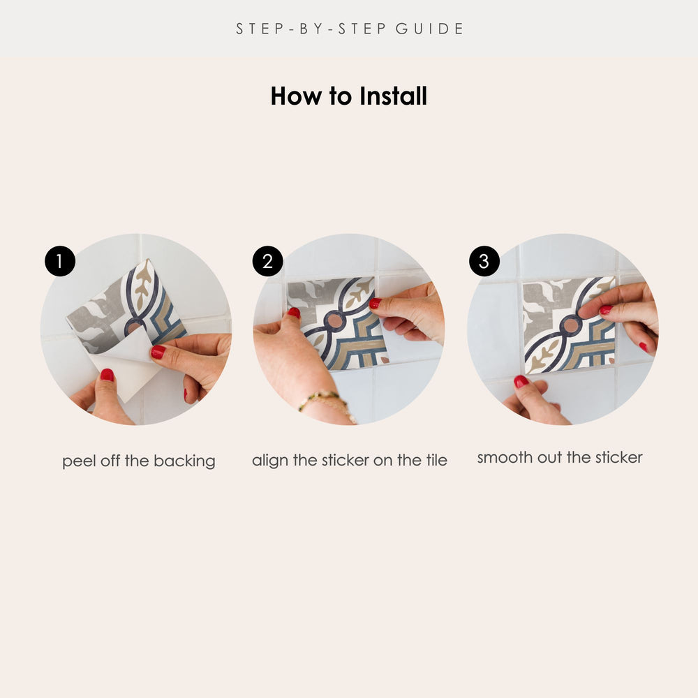 Vinyl Tile Stickers Pack for Kitchen, Bathroom & Floors in Palais