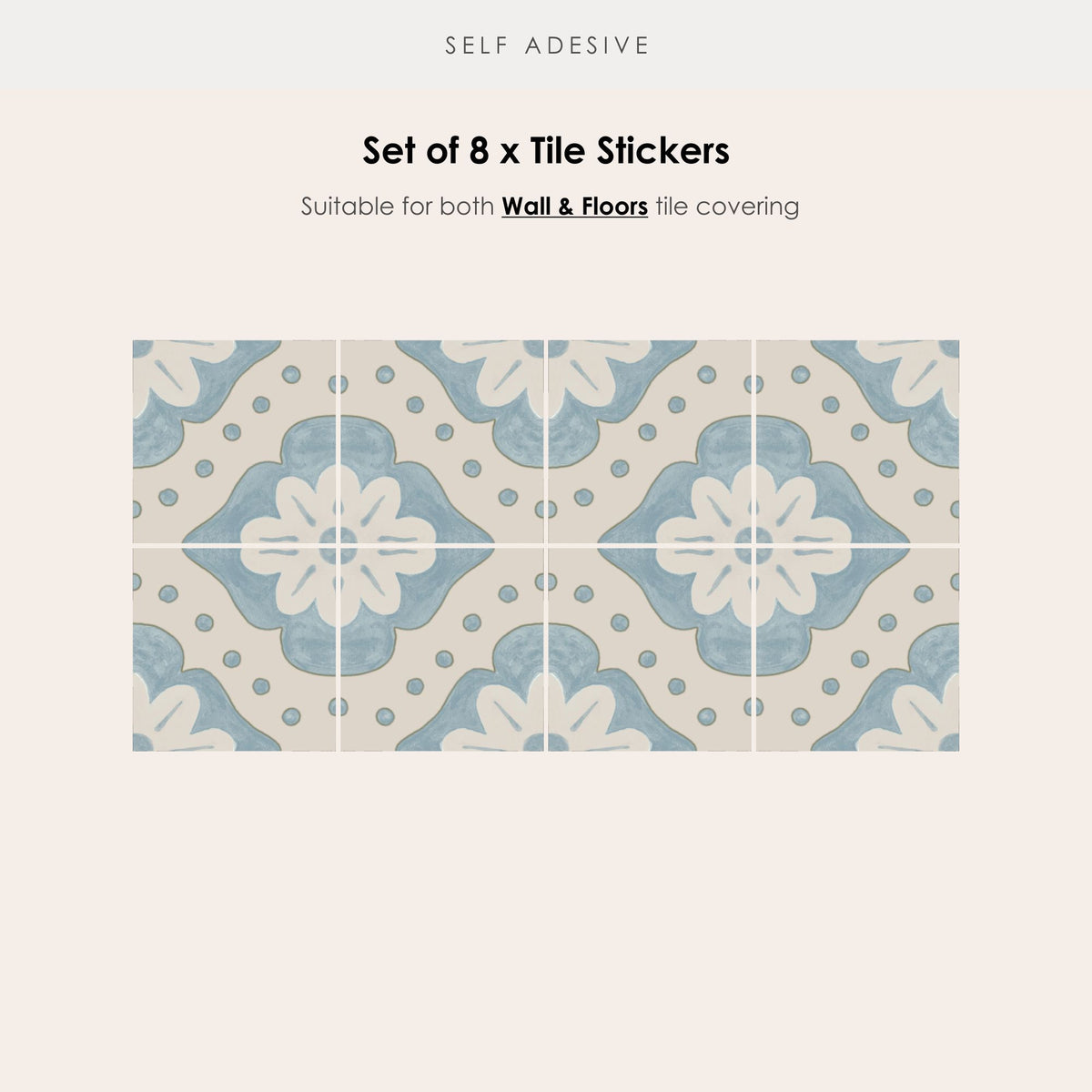 Larkspur in Powder Blue Vinyl Tile Sticker