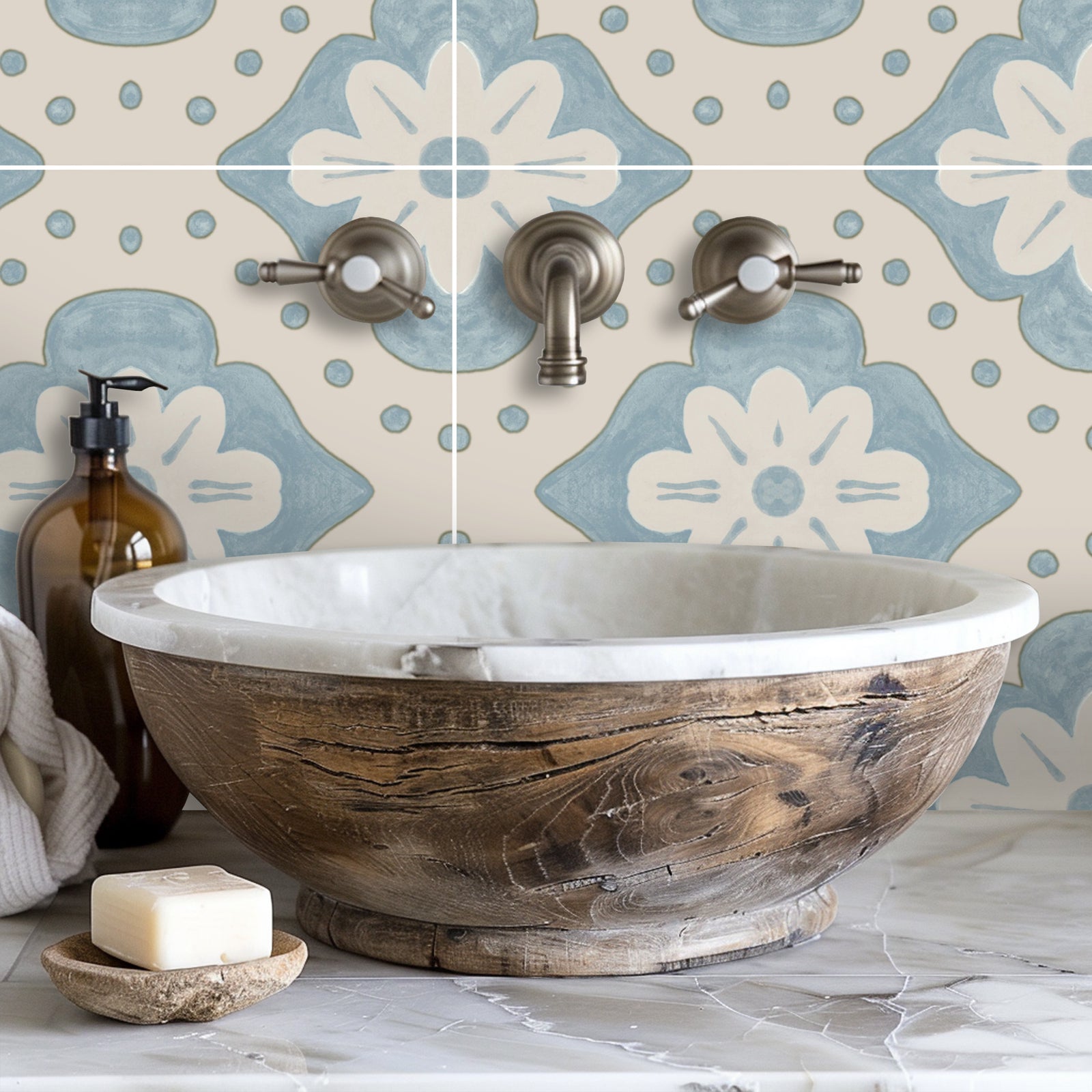 Larkspur in Powder Blue Vinyl Tile Sticker