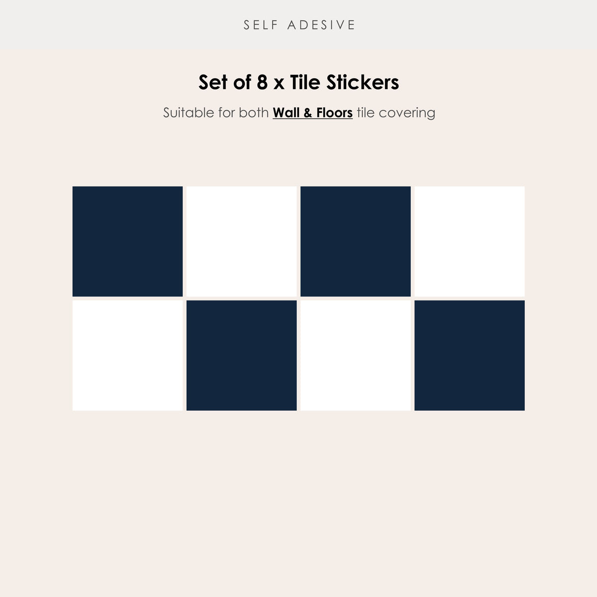 Checkerboard in Navy Tile Sticker