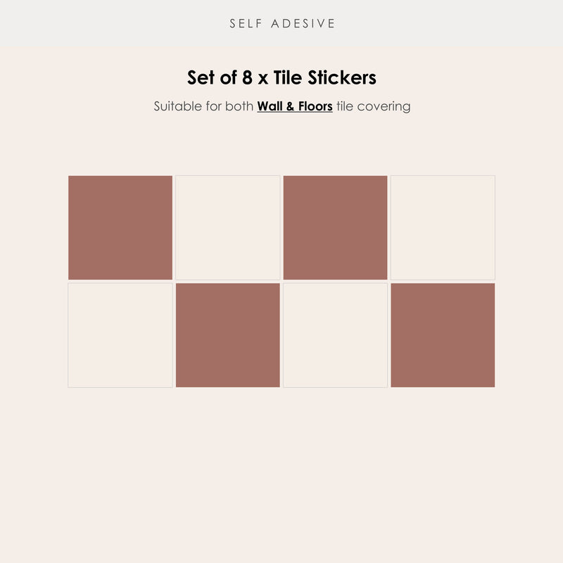 Checkerboard in Terracotta Tile Sticker