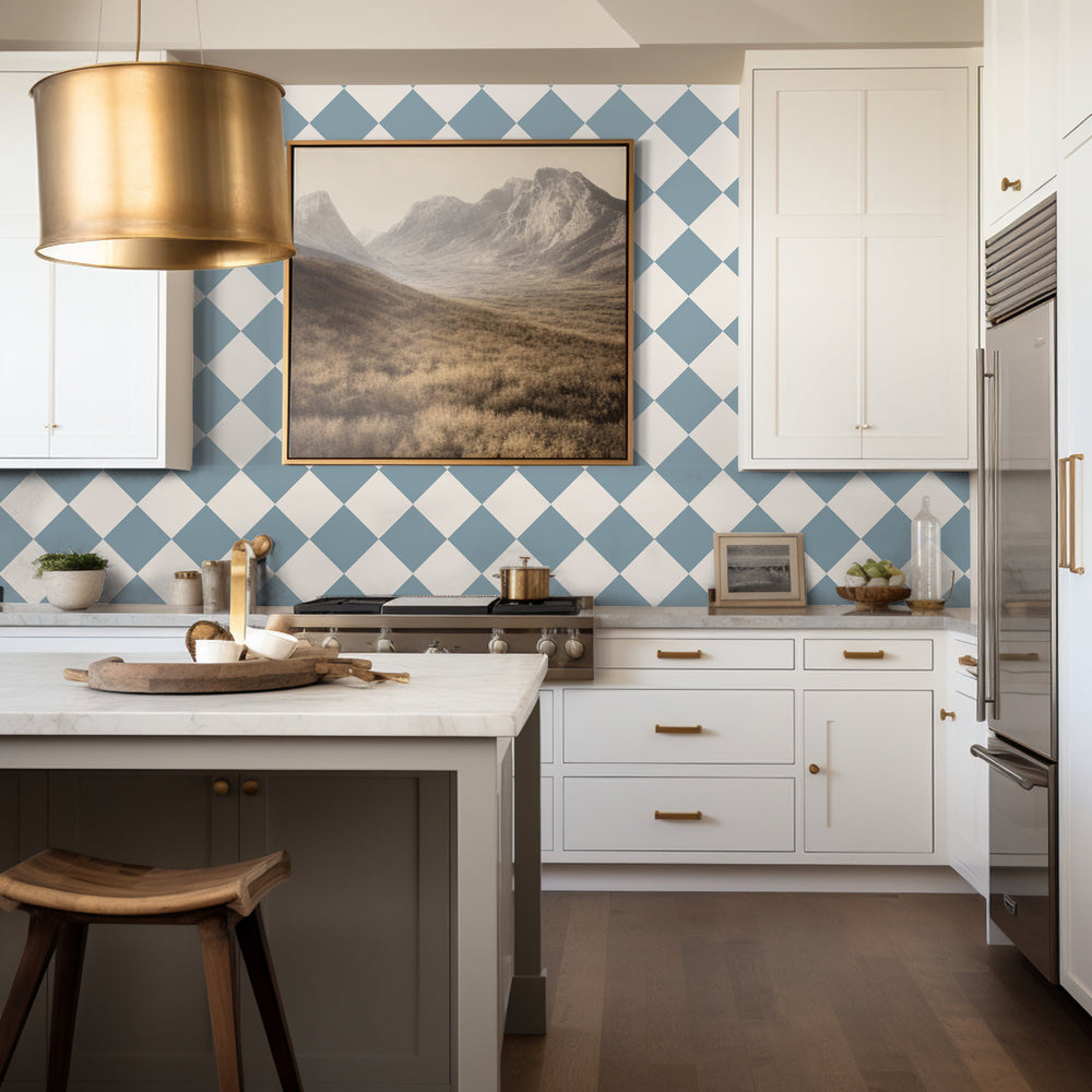 Checkerboard in Powder Blue Tile Sticker