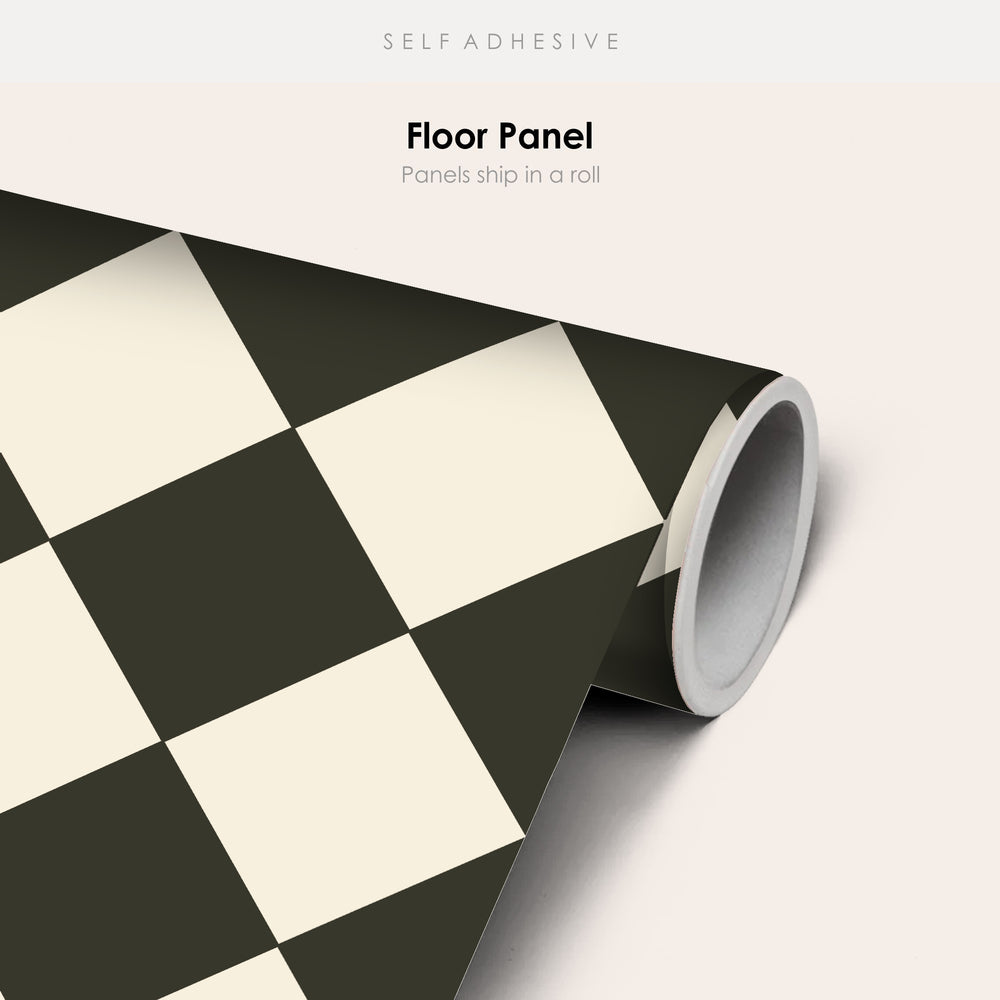 Checkerboard Tile Stickers in Bone White and Charcoal