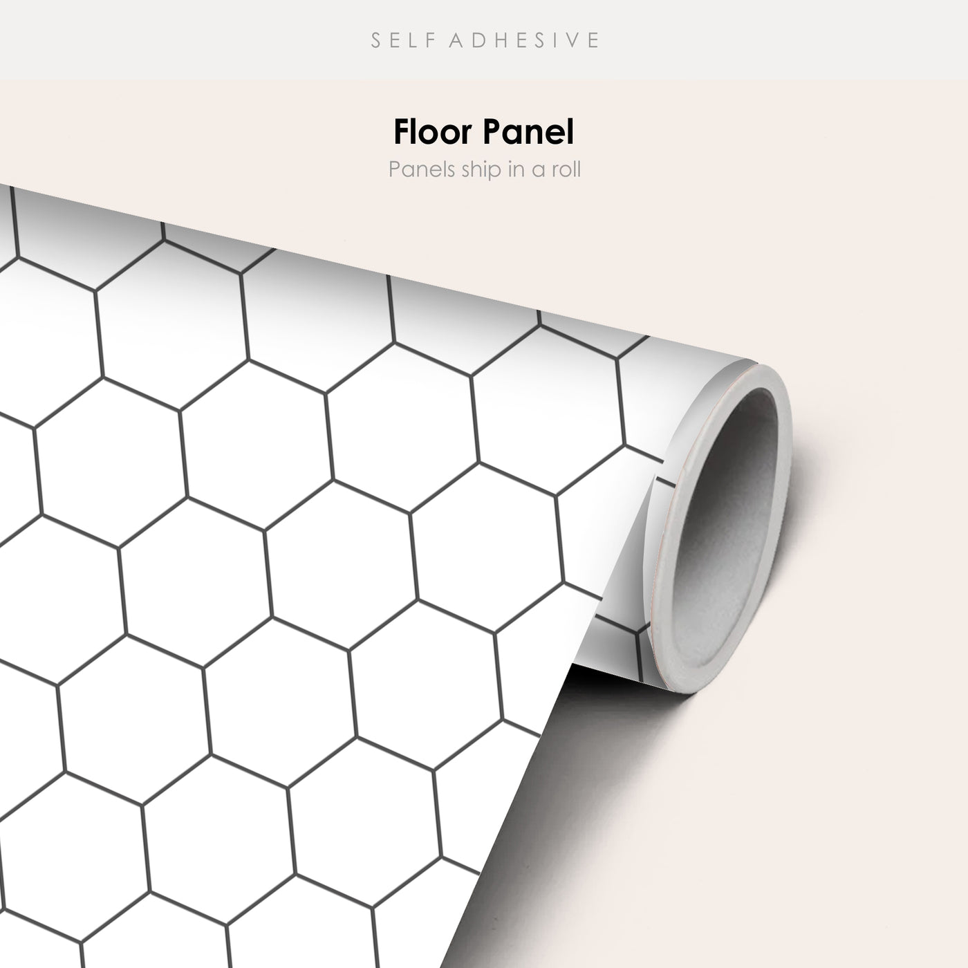 Vinyl Floor Tile Sticker - Hexa Pure White