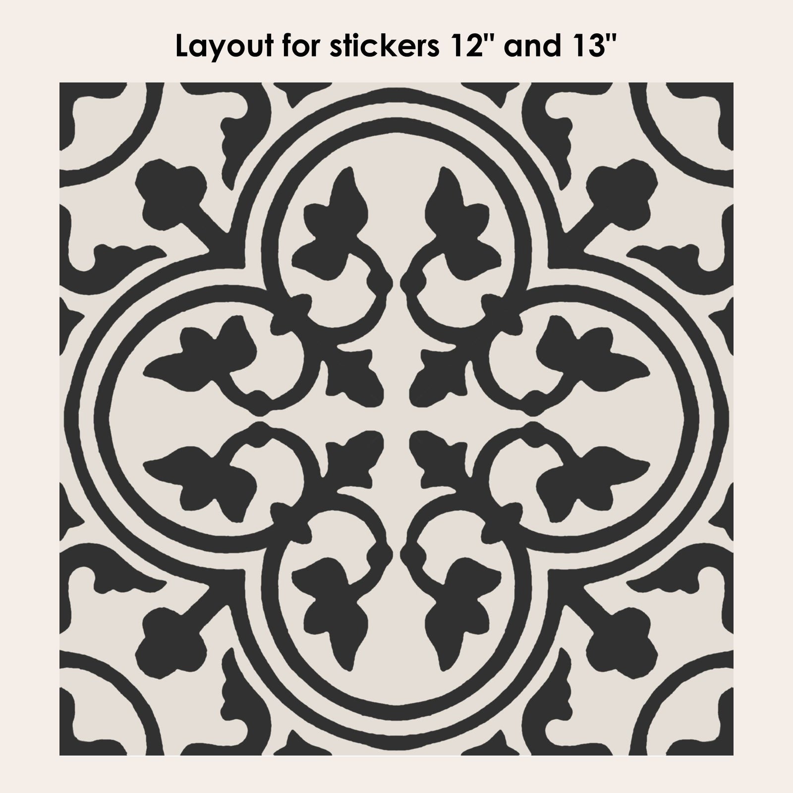 Trefle in Black Vinyl Tile Sticker