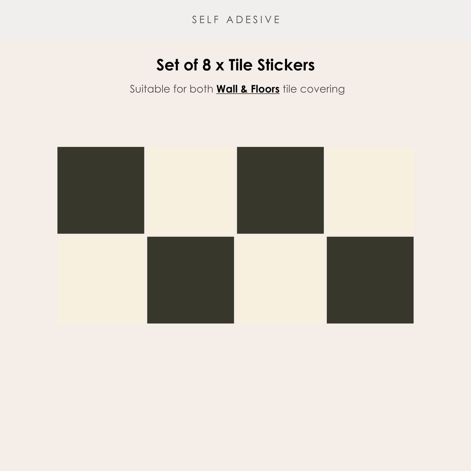 Checkerboard Tile Stickers in Bone White and Charcoal