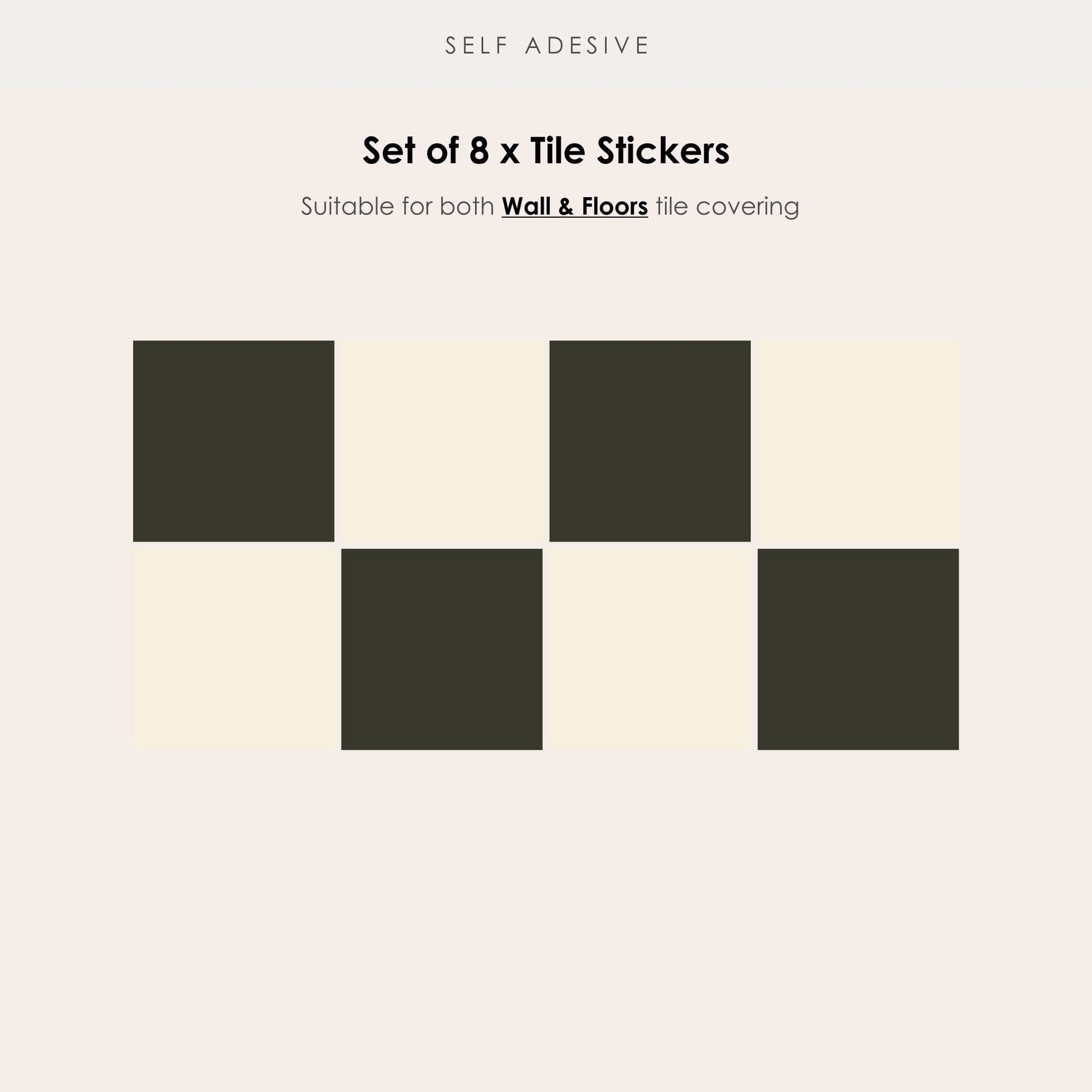 Checkerboard Tile Stickers in Bone White and Charcoal