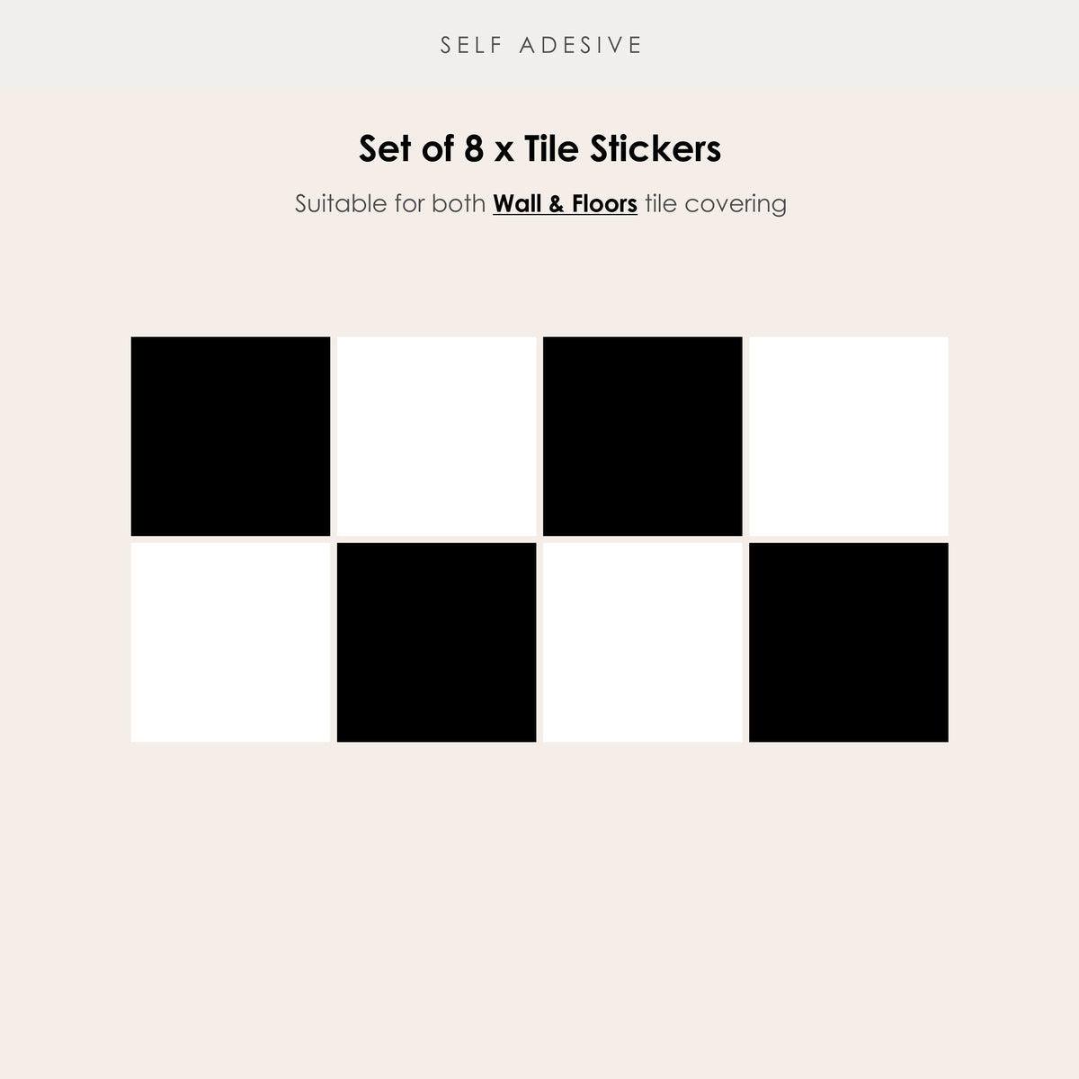 Checkerboard in Black and White Tile Sticker