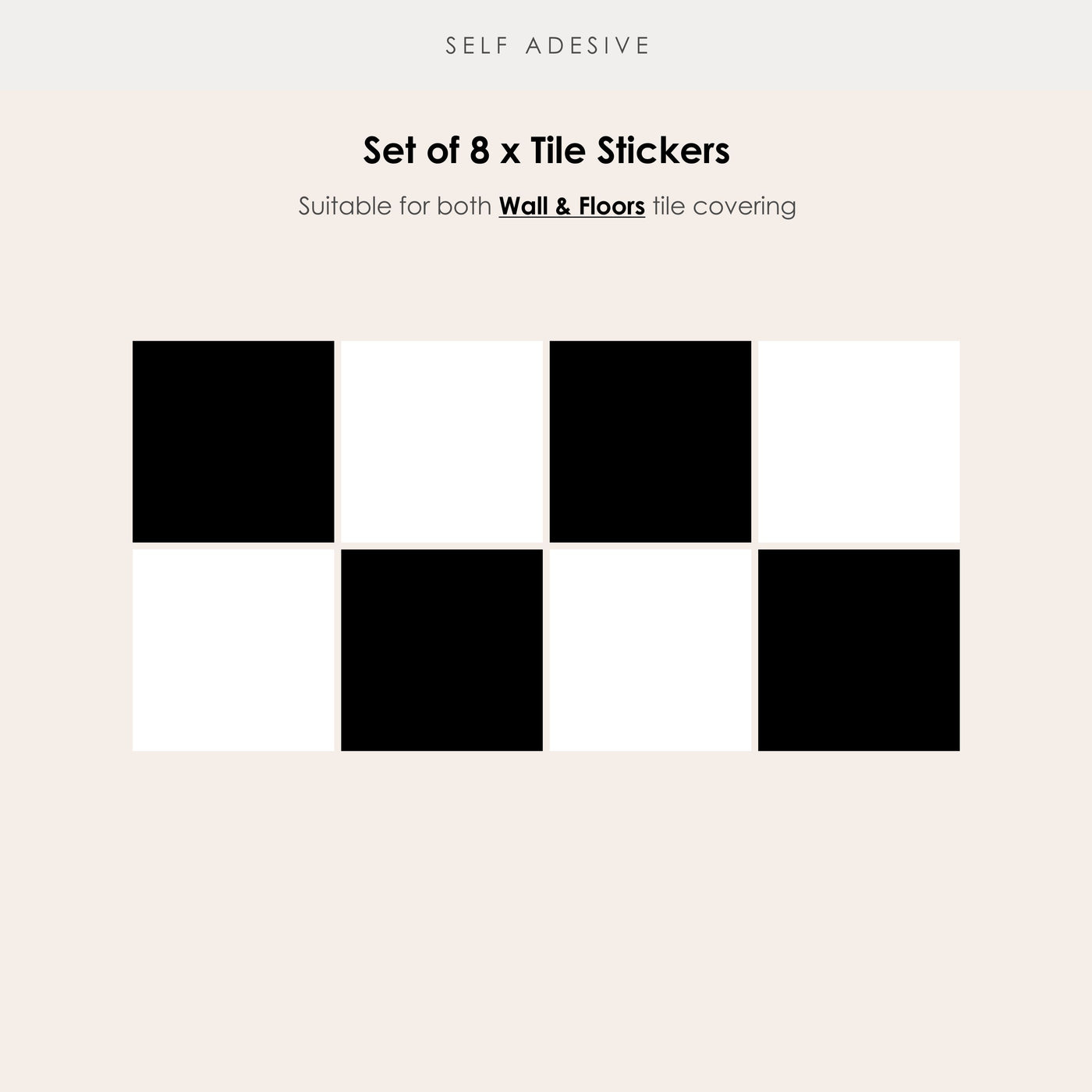 Checkerboard in Black and White Tile Sticker