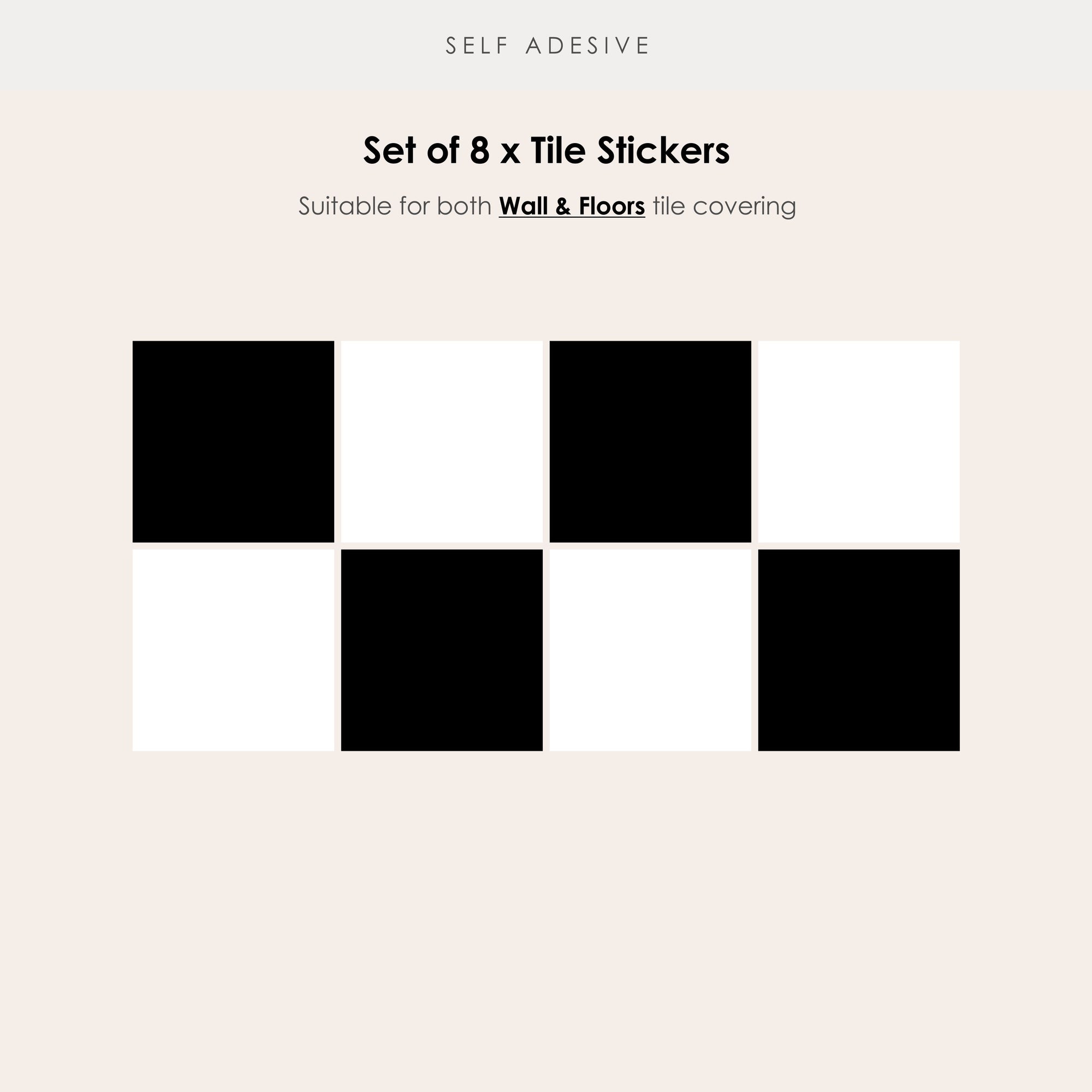 Checkerboard in Black and White Tile Sticker