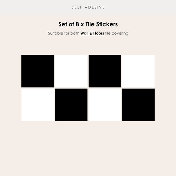 Checkerboard in Black and White Tile Sticker