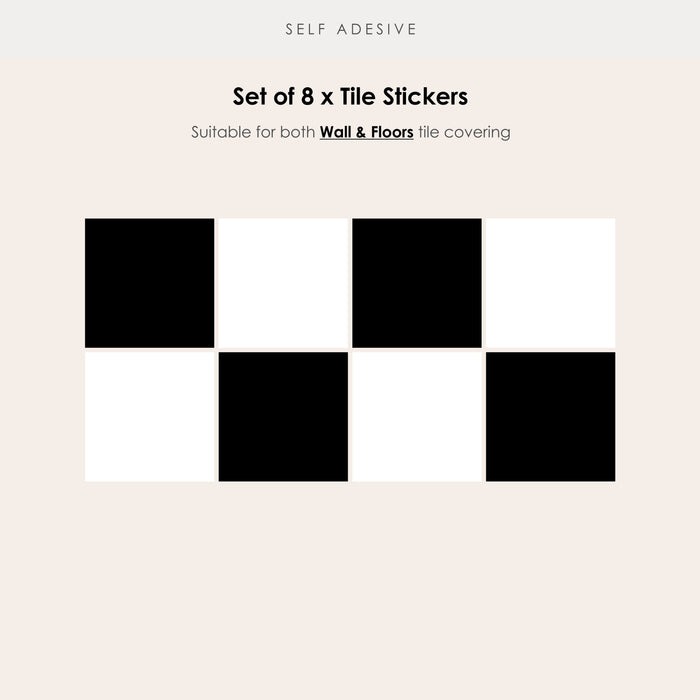 Checkerboard in Black and White Tile Sticker