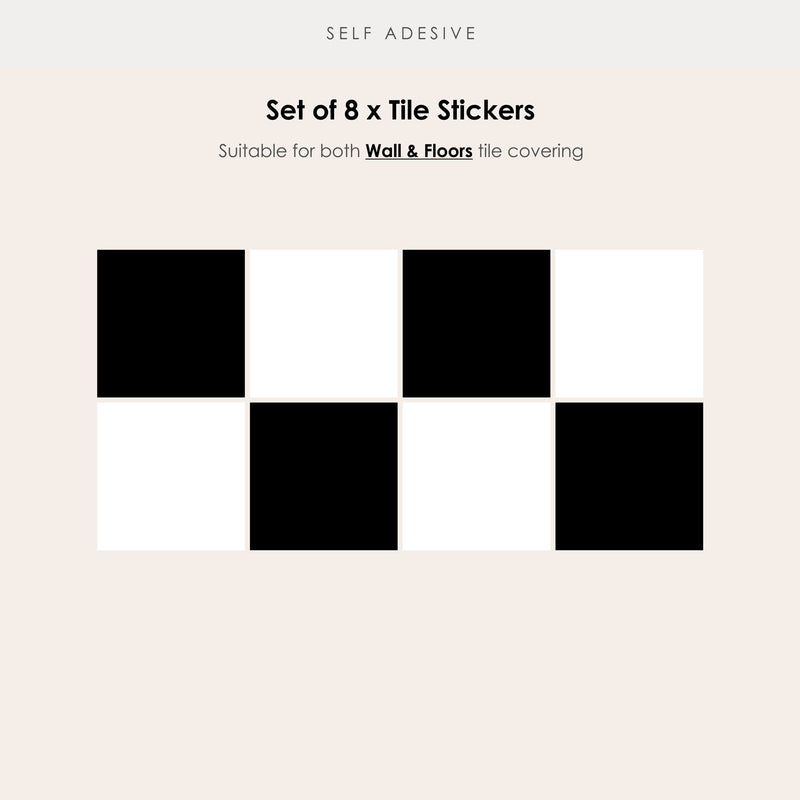 Checkerboard in Black and White Tile Sticker