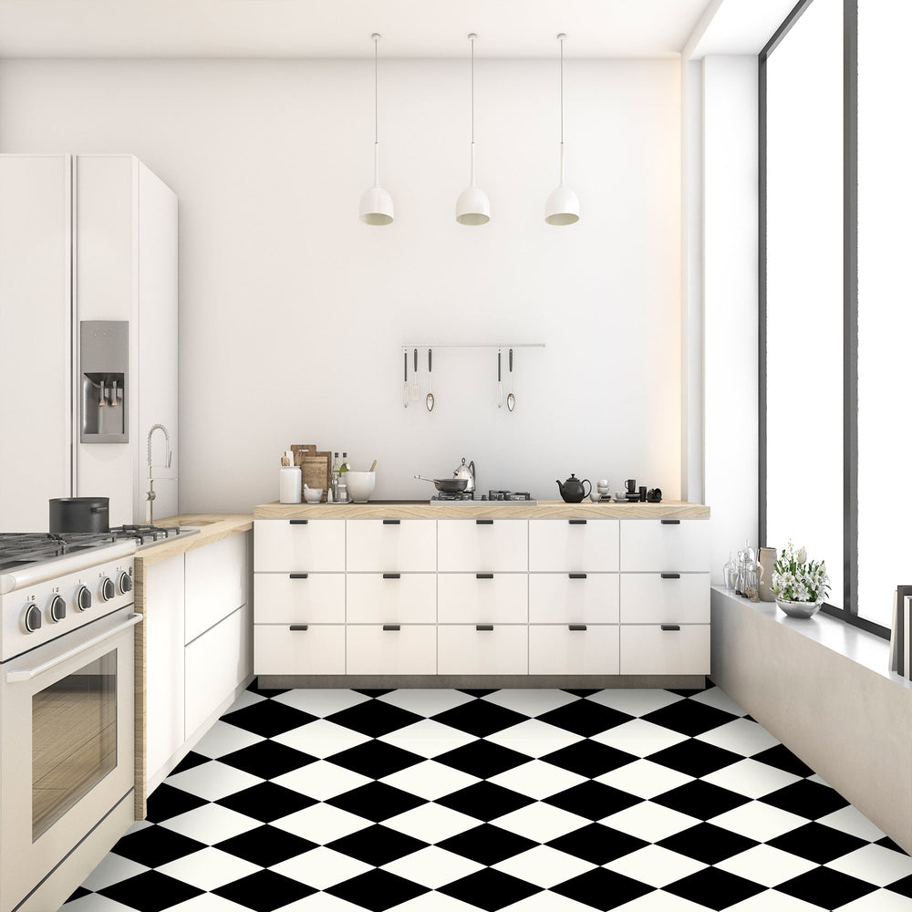 Checkerboard in Black and White Tile Sticker