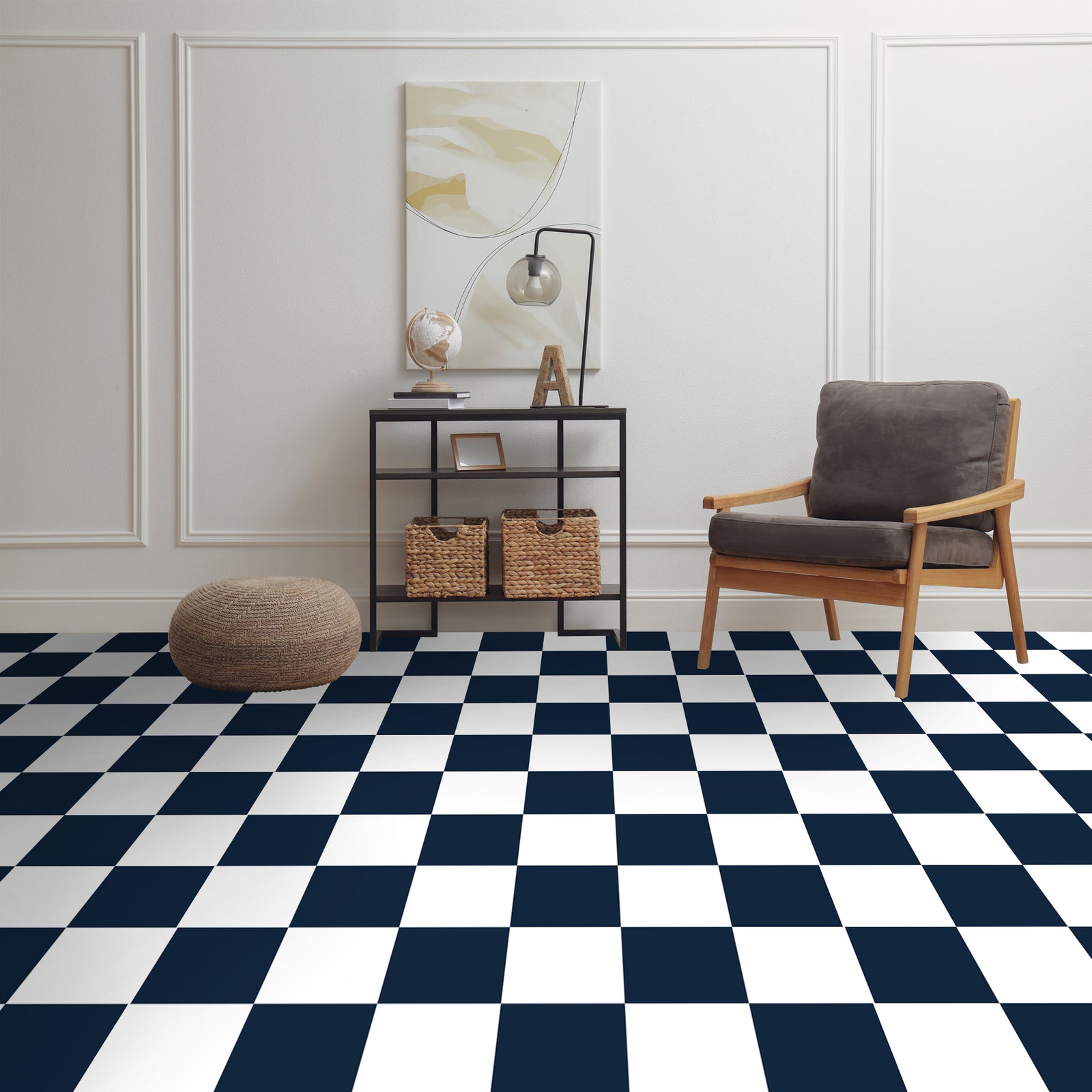 Checkerboard in Navy Tile Sticker
