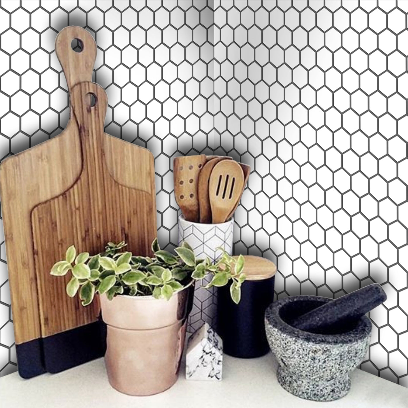 Mini Hexa in Pure White Wallpaper